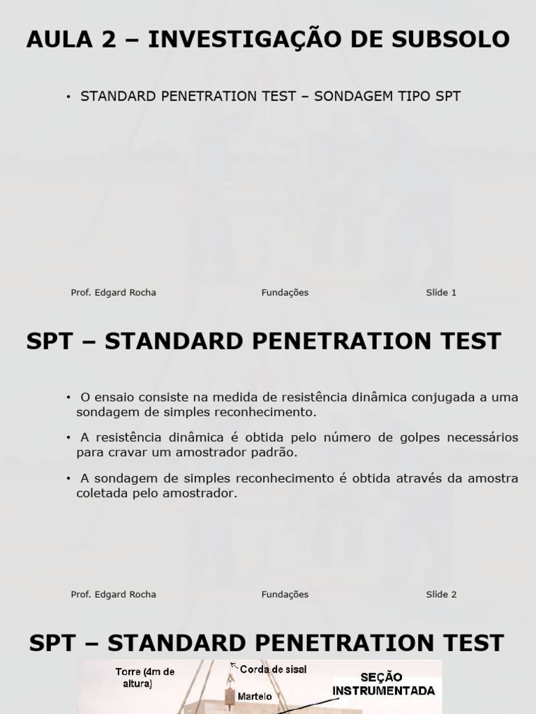 Fundacoes - Aula 2 - Revisao Sobre SPT | PDF | Solo