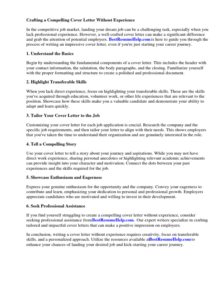 How To Write Cover Letter Without Experience | PDF