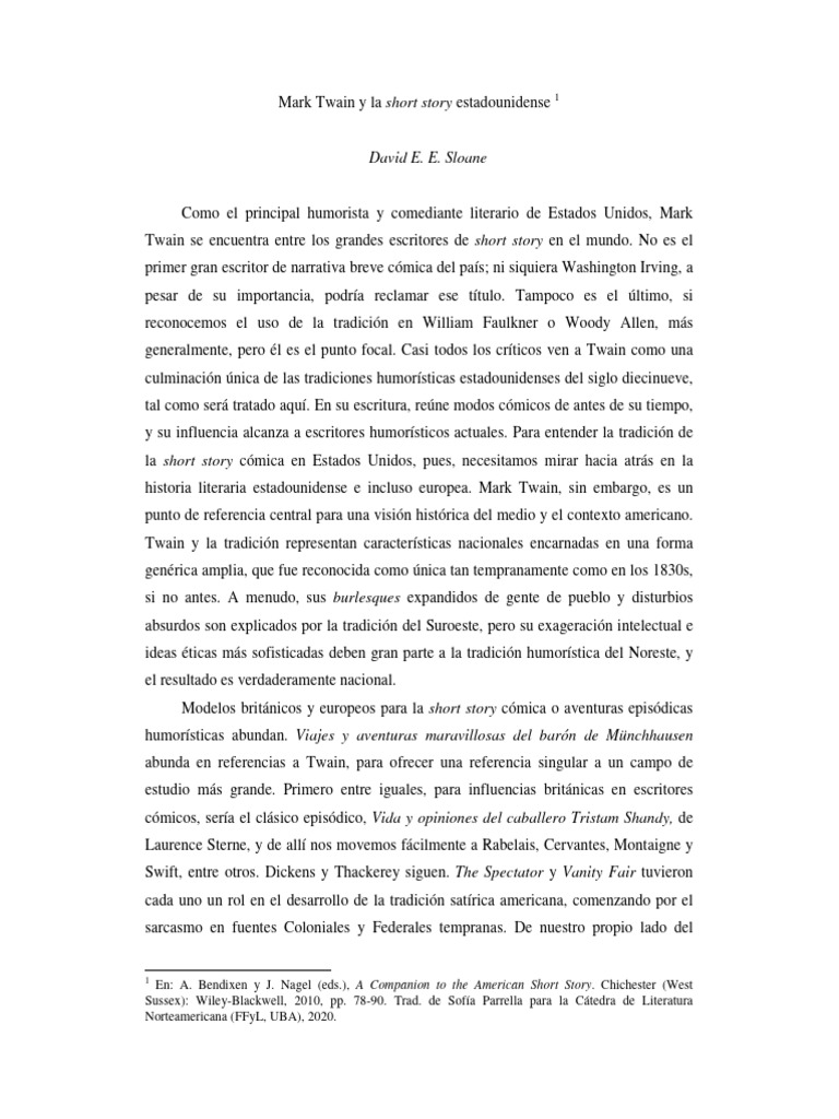 Twain y la Short Story Cómica en EE.UU. | PDF | Humor | Mark Twain