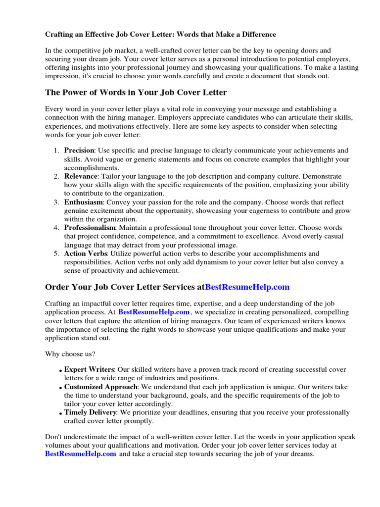 Job Cover Letter Word | PDF | Résumé | Recruitment Job Cover Letter Word | PDF | Résumé | Recruitment