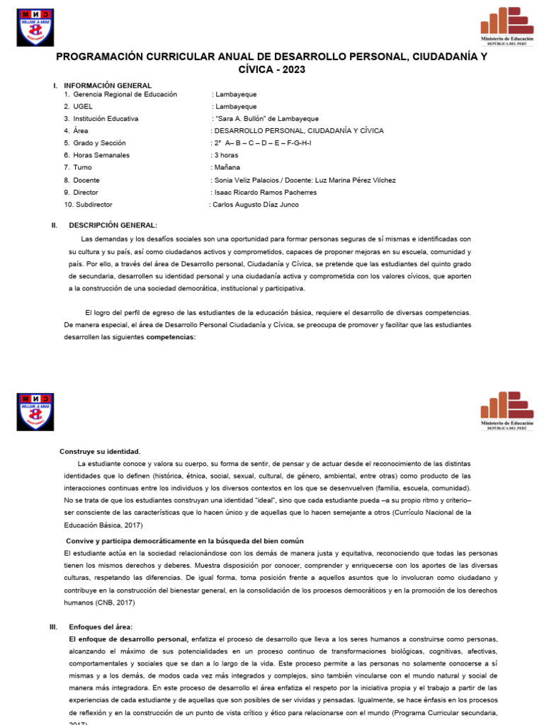 Programacion Anual DPCC 2º - 2023 | PDF