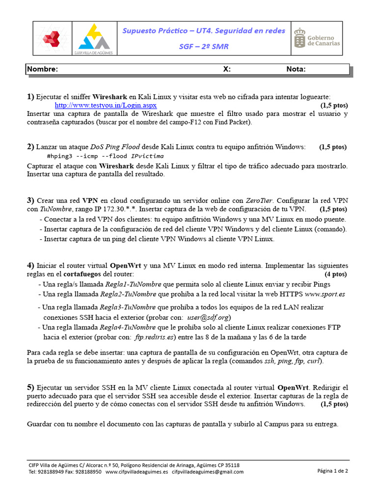 UT4-Supuesto-Practico SGF - 2024 | PDF | Red privada virtual | Cubierta segura