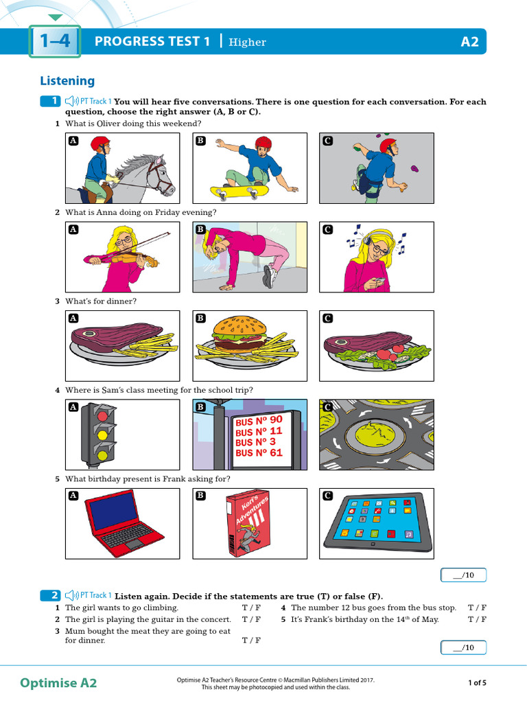 Opt A2 Progress Test 1 Higher Pdf