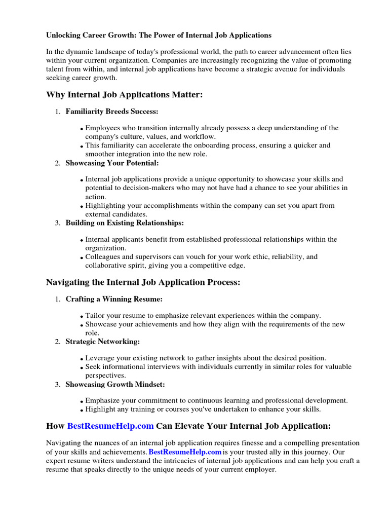 Internal Job Application Cover Letter Examples | PDF