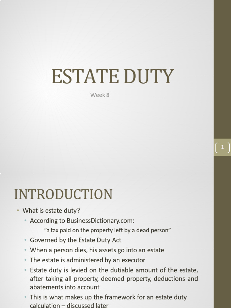 Week 8 Estate Duty Estate Planning 2 | PDF | Inheritance Tax | Tax ...