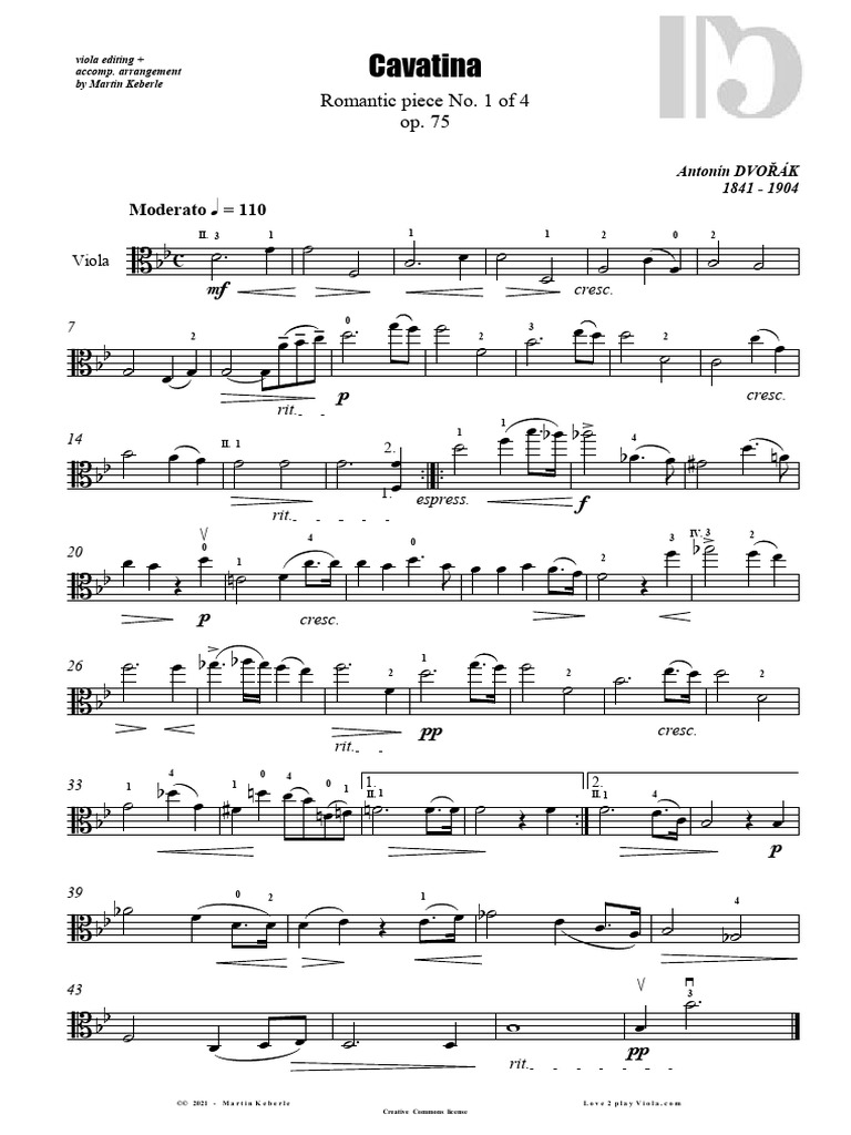 Cavatina - Dvorak - Viola | PDF