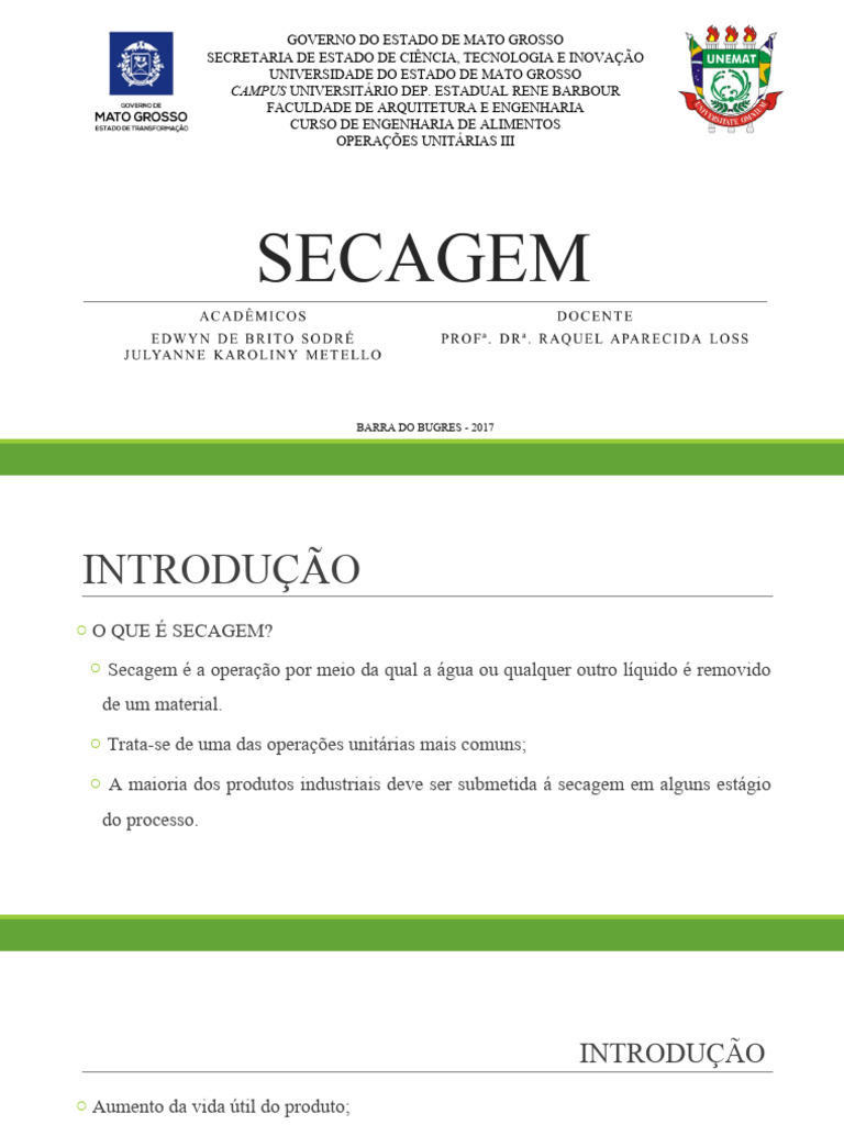 Secagem Op | PDF | Química | Ciências Físicas