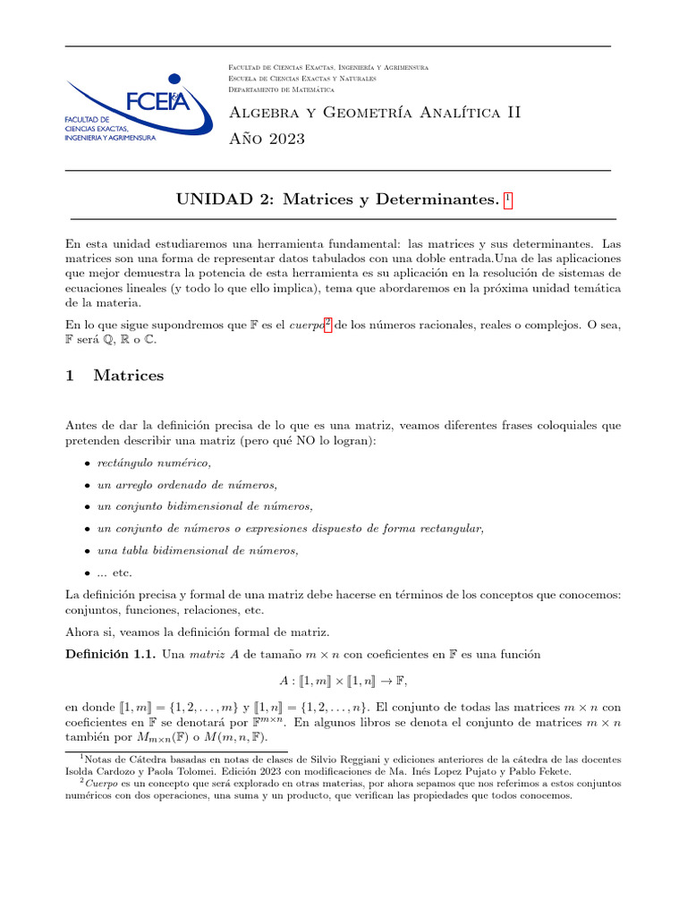 U2 Matrices y Det (V2 Completa) | PDF