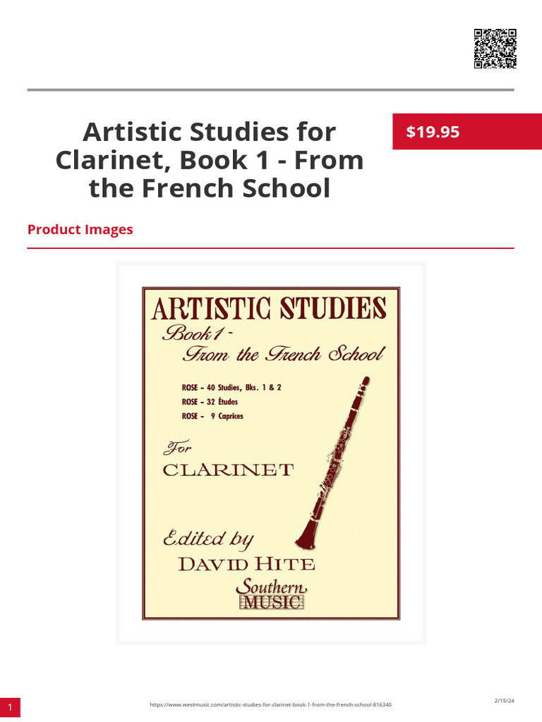 Artistic Studies for Clarinet, Book 1 | PDF