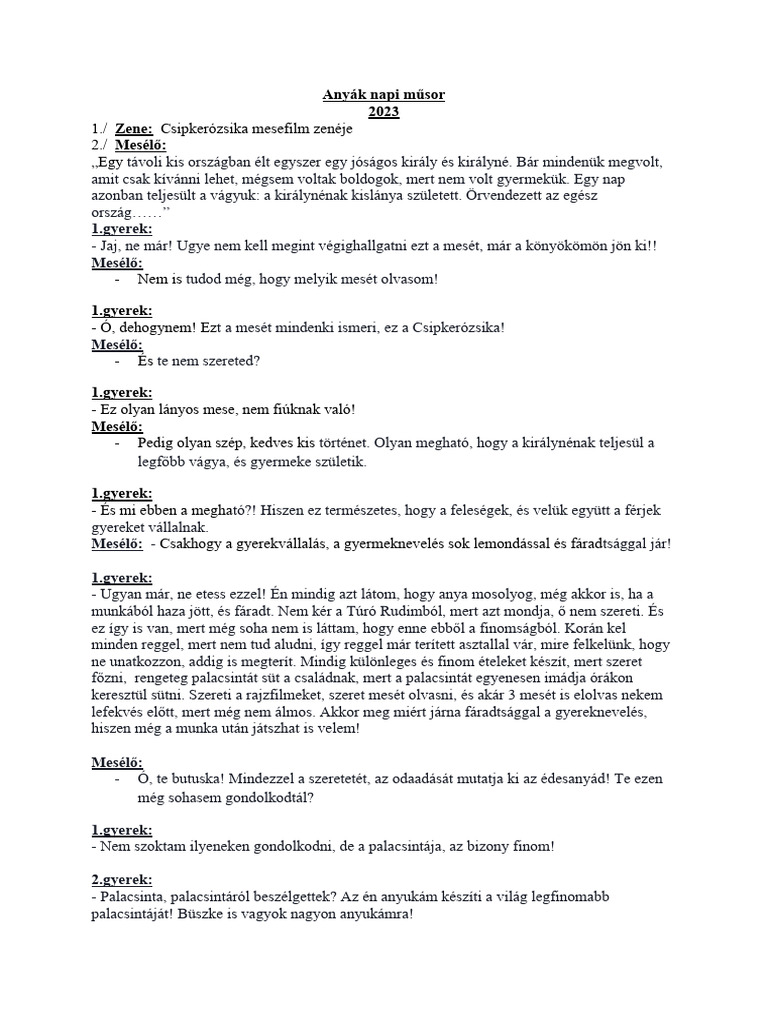 Anyák Napi Műsor 2023. | PDF