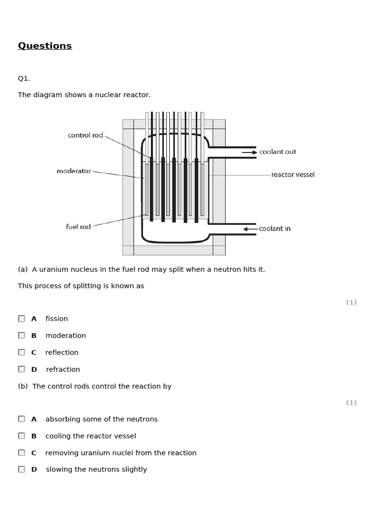 Fission Questions | Download Free PDF | Nuclear Fission | Nuclear Reactor