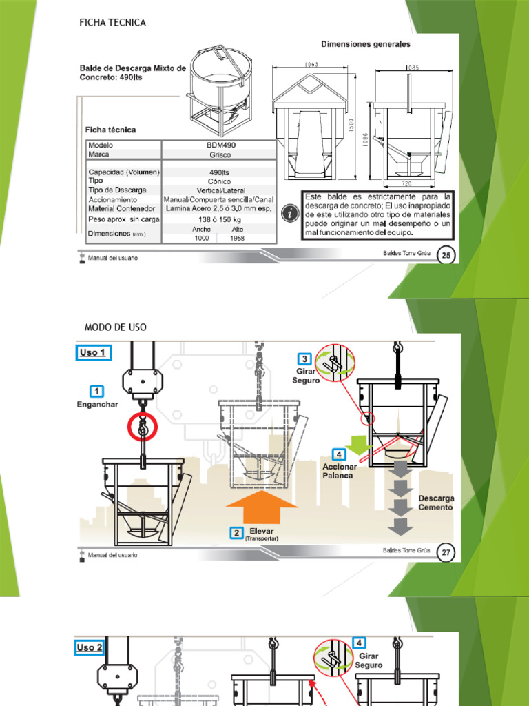 Ficha tecnica de Balde y manual | PDF