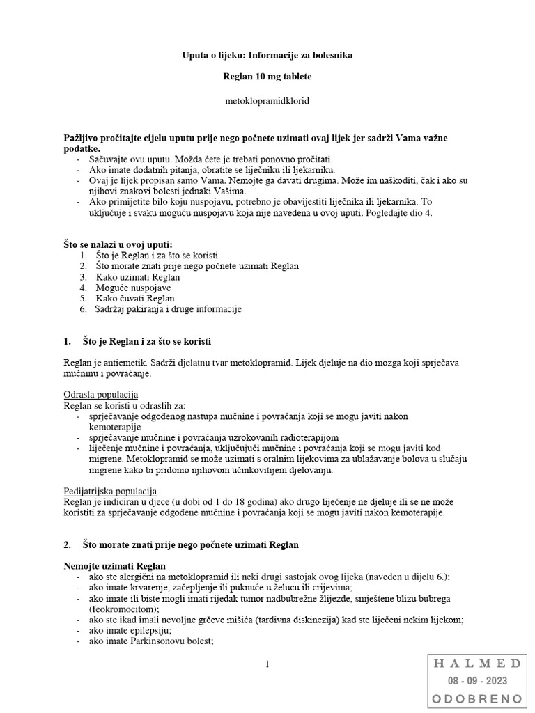Reglan Tablete PIL | PDF