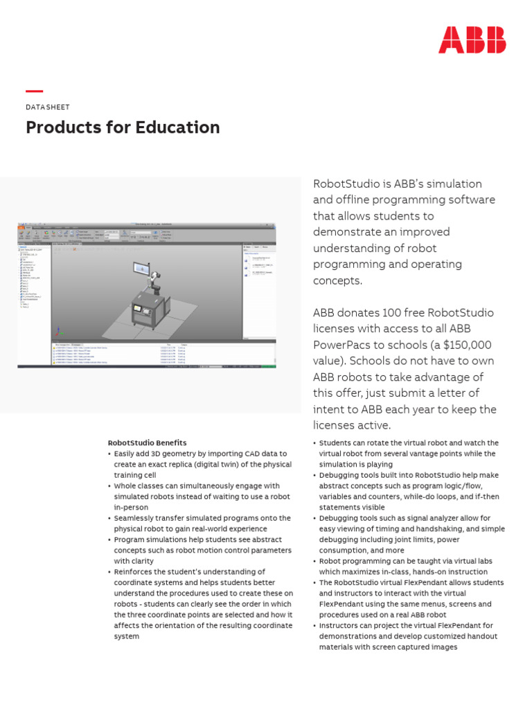 ABB - Products For Education Datasheet | PDF | User Interface | Augmented Reality