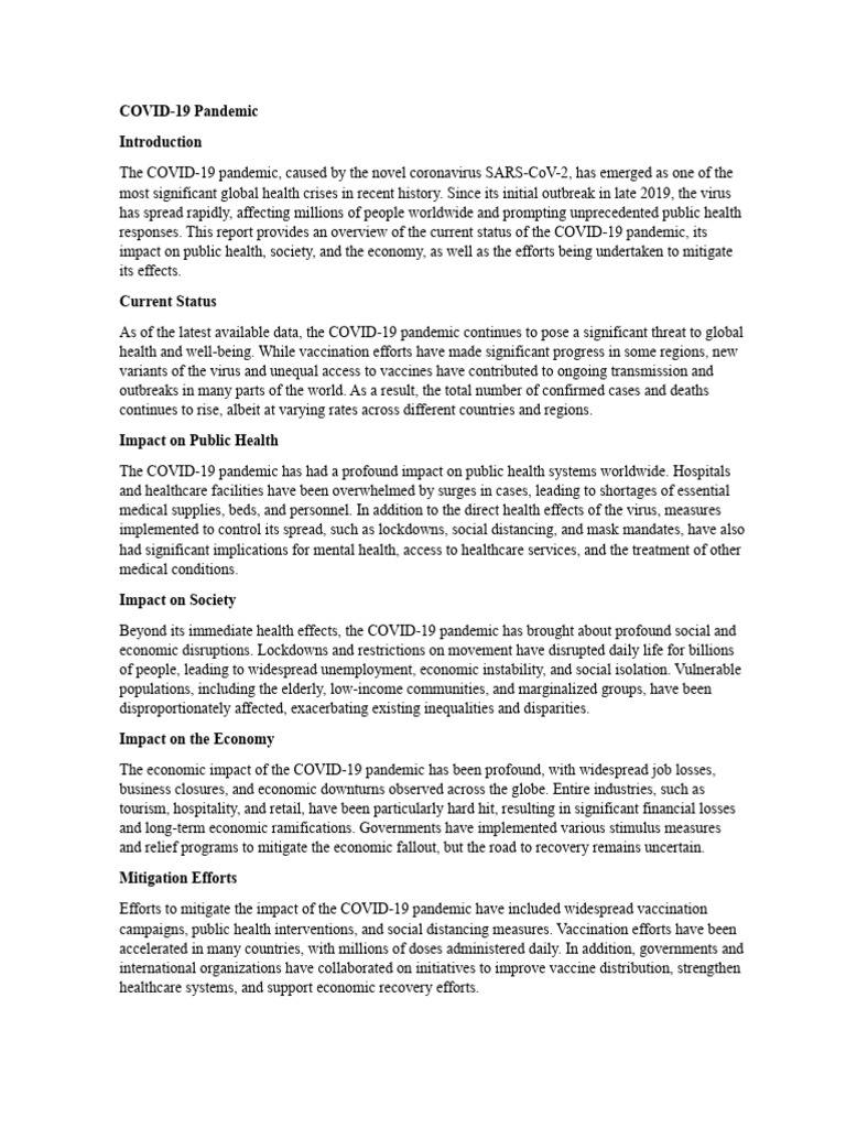 COVID-19 Pandemic Overview and Impact | PDF | Politics