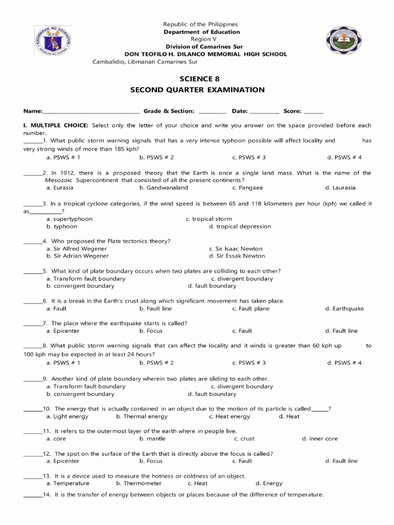 Exam Grade 8 2nd Quarter | PDF