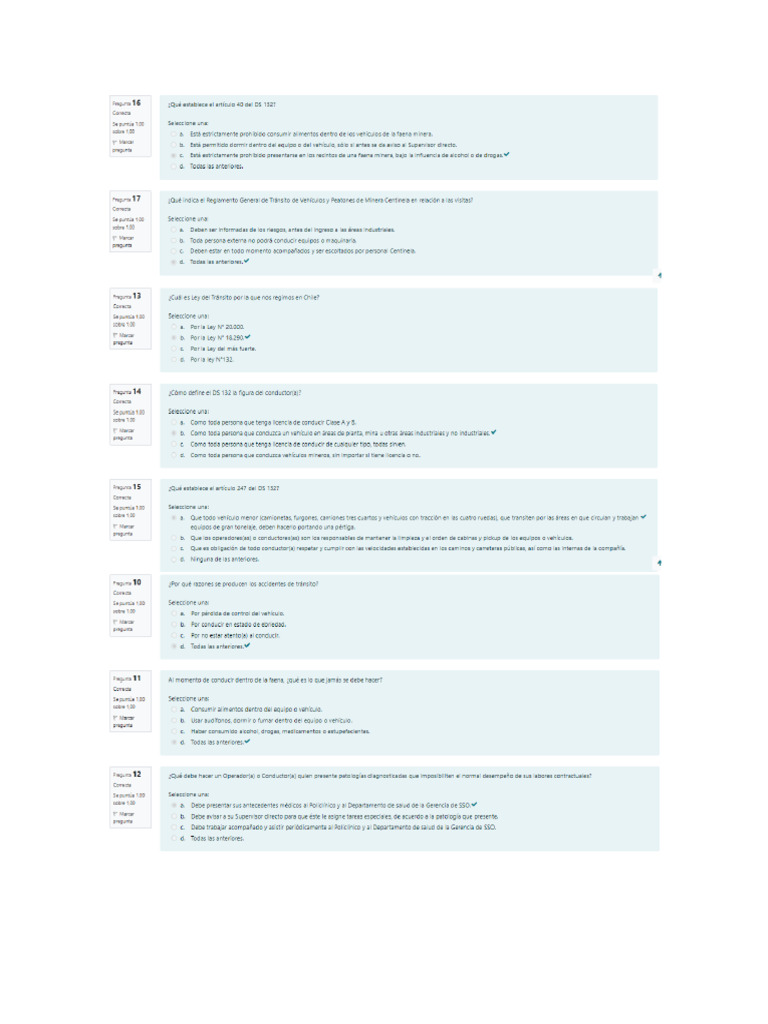 Prueba Transv. Reglamento General de Transito de Vehiculos y Peatones | PDF