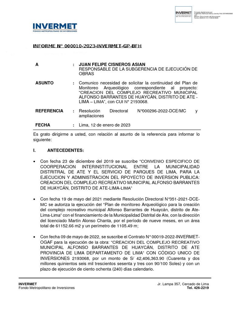 Informe N°000010-2023-Invermet-Gp-Seo-Bfh | PDF