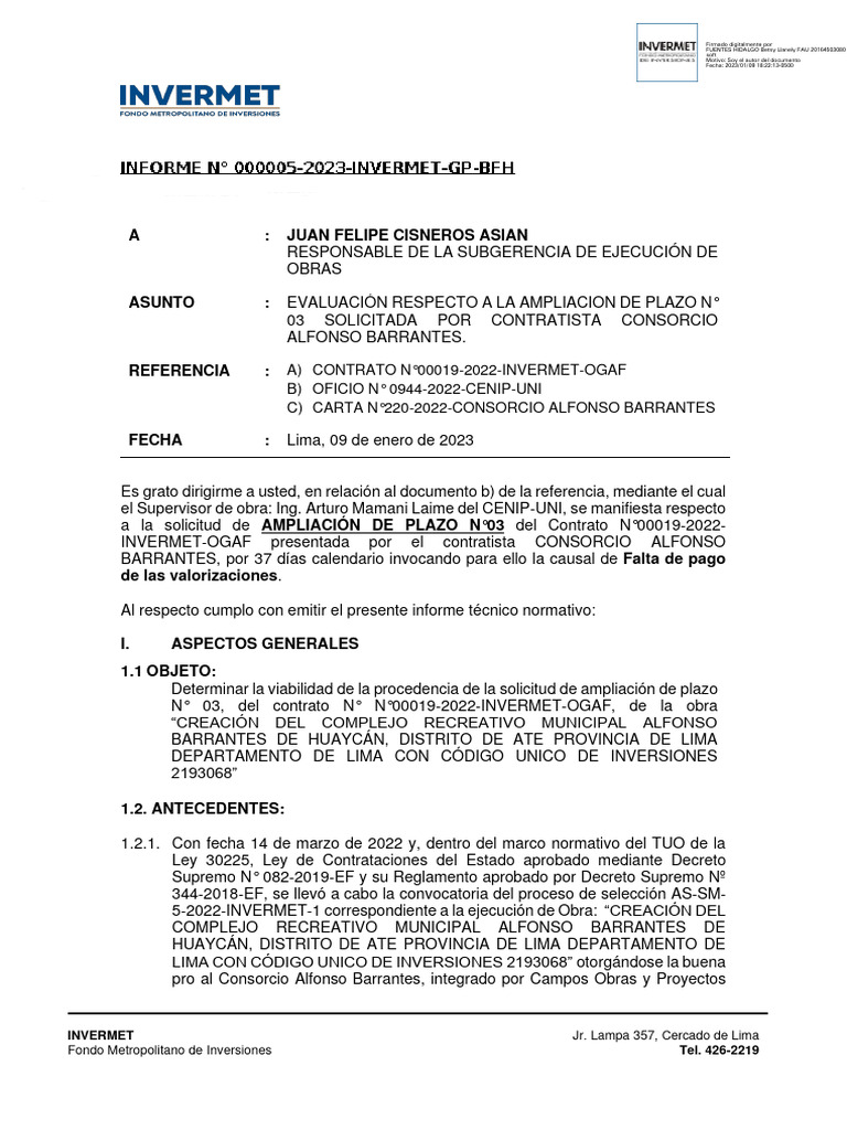 Informe N°000005-2023-Invermet-Gp-Seo-Bfh | PDF | Presupuesto