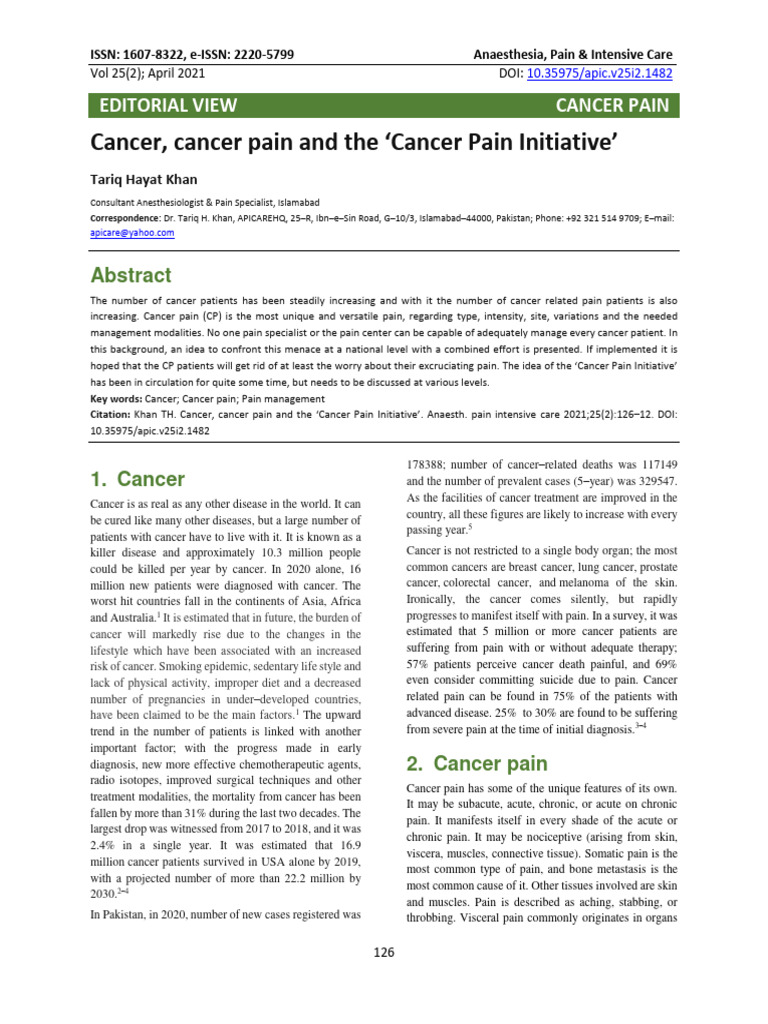Cancer Cancer Pain and The Cancer Pain I | PDF | Pain | Cancer