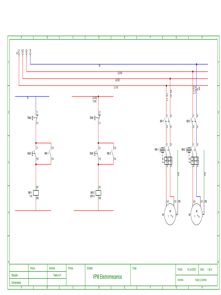Diagrama Eléctrico de Control y Fuerza | PDF