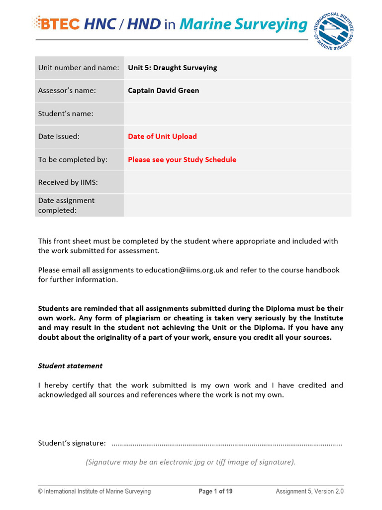 Unit 5 Assignment V2 | PDF | Ships | Surveying