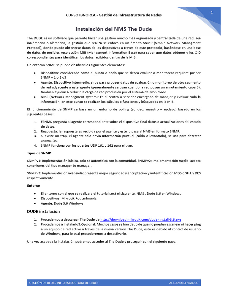 Tema 2 - Instalación Del NMS The Dude | PDF | Protocolos de red | Redes ...