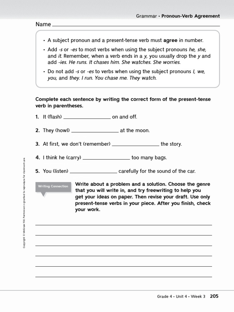 Pronoun Verb Agreement Worksheets