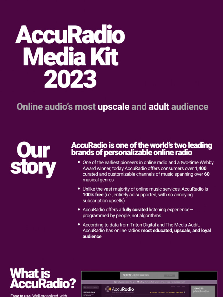AccuRadio Media Kit 2023 KH v2 | PDF | Spotify | Audience Measurement