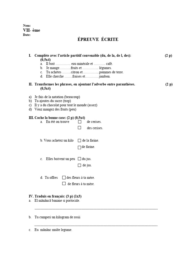 VII Test Article Partitif | PDF
