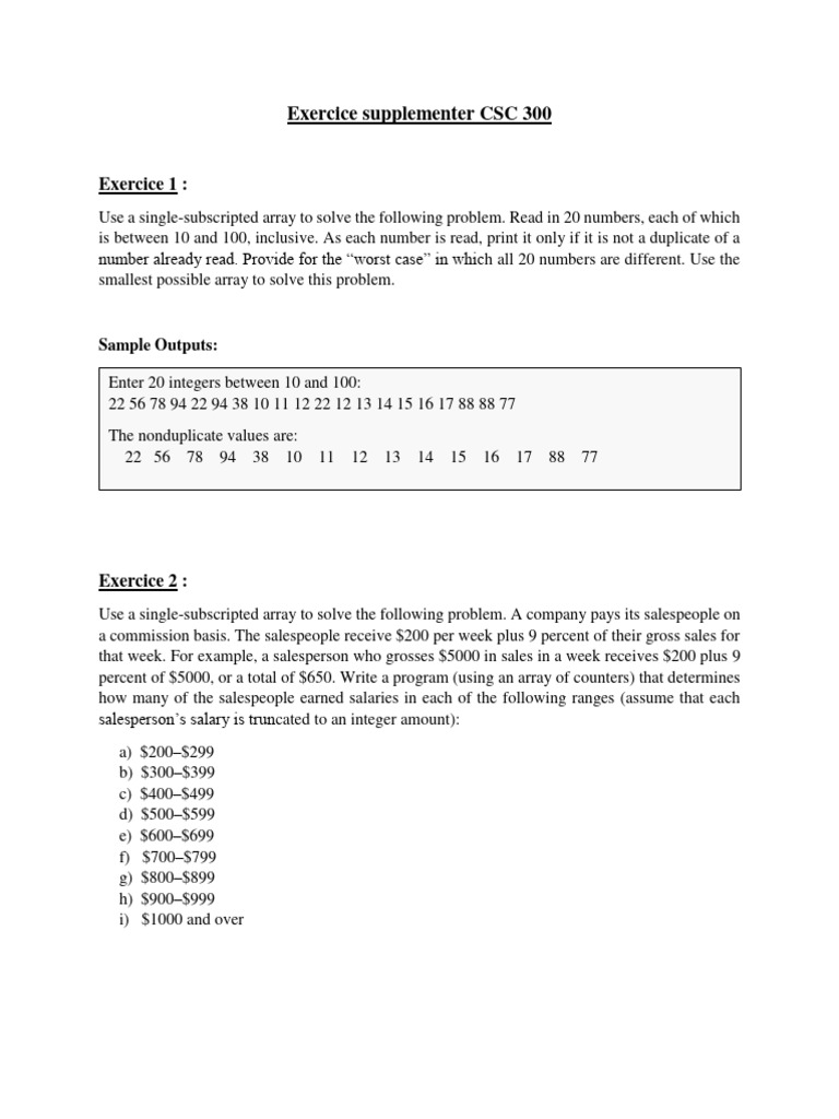 Exercice Supplementer CSC 300 | PDF | Mathematical Logic | Computing