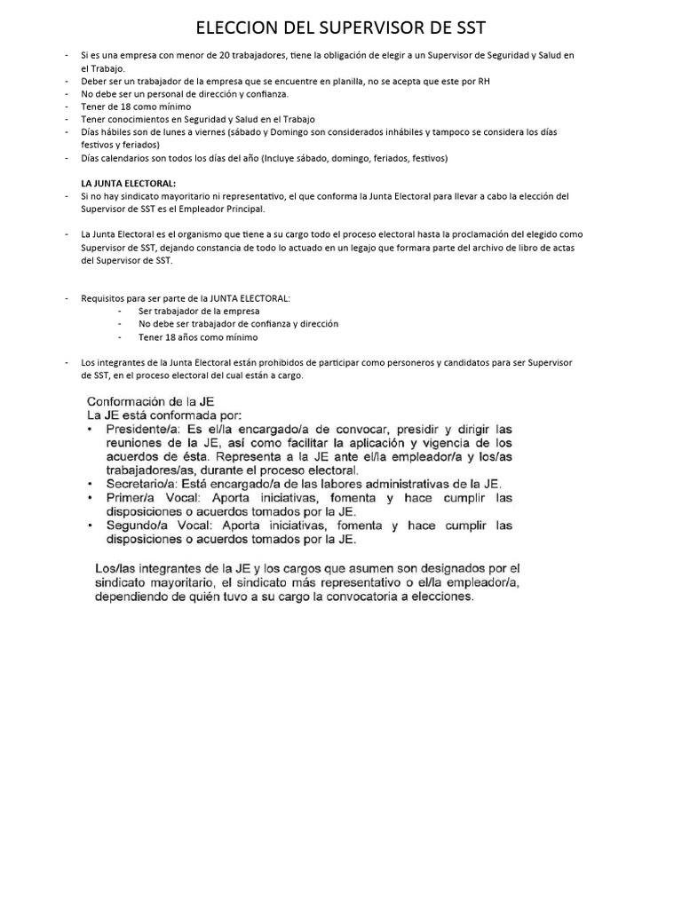 Eleccion Del Supervisor de SST | PDF