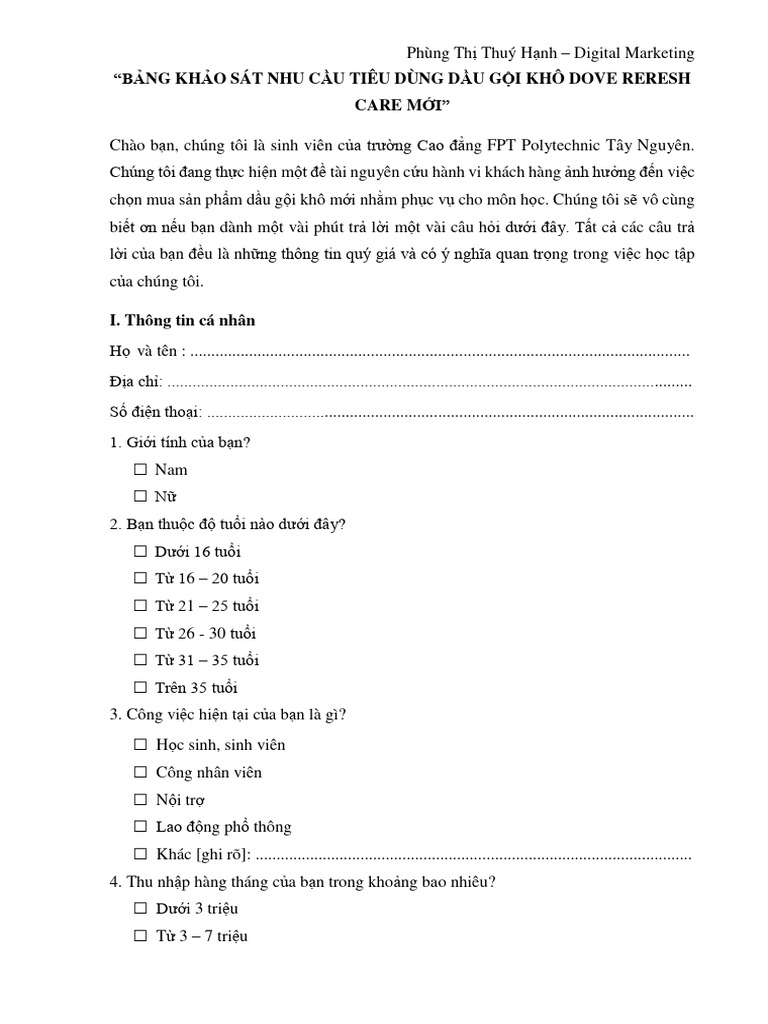 BNG Kho Sat Nhu Cu Tieu Dung Du Gi | PDF