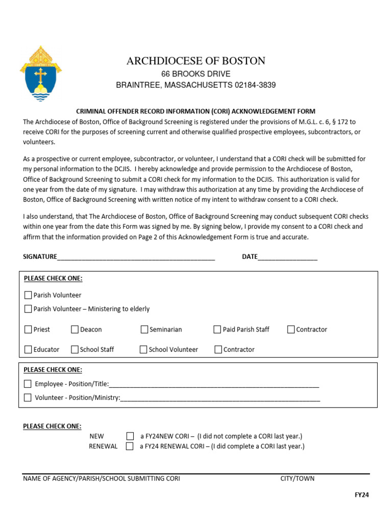 Cori Form - Fy24 | PDF | Identity Document | Justice