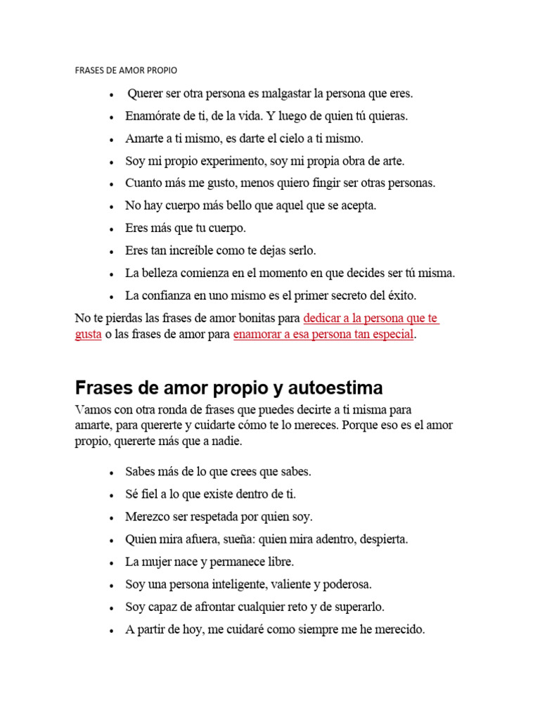 Frases de Amor Propio | PDF | Amor | Autoestima