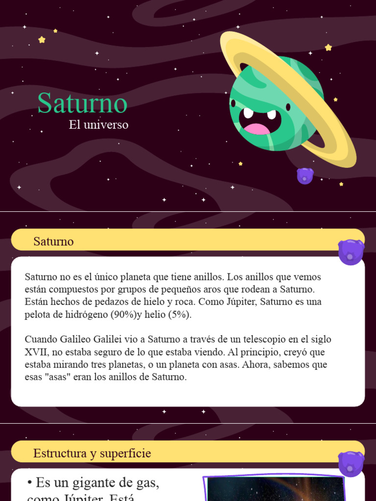 Datos Clave sobre Saturno y sus Anillos | PDF