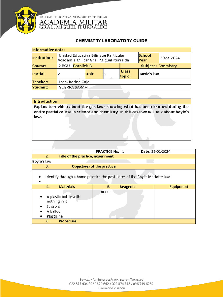 CHEMISTRY LABORATORY GUIDE 2nd | PDF | Balloon | Gas Technologies