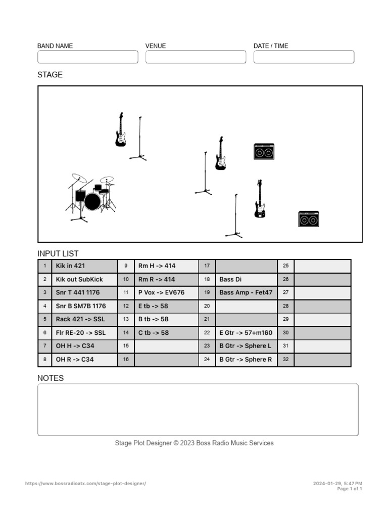 Stageplot - Boss Radio ATX | PDF
