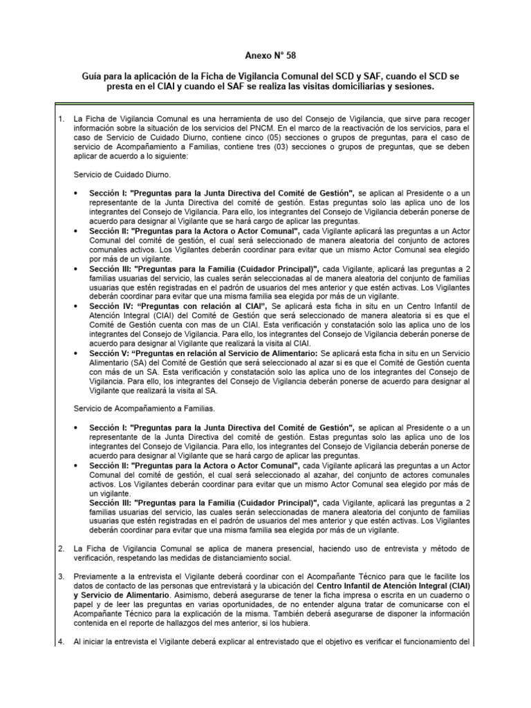 Rde 1582-2023 - Anexo 58 Guia para La Aplicacion de Ficha de Vigilancia Comunal Scd-Saf ...