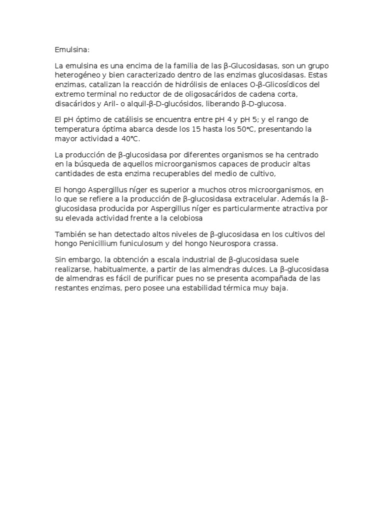 Emulsina | PDF | Salud y bienestar | Ciencia y matemáticas