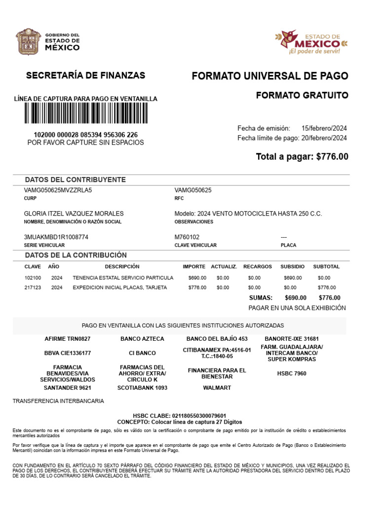 Formato Universal CCV-1 | PDF