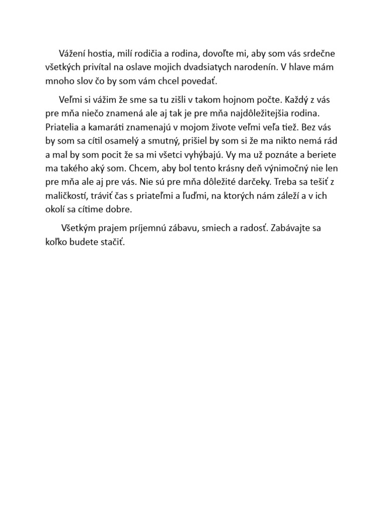 Slavnostny Prejav | PDF