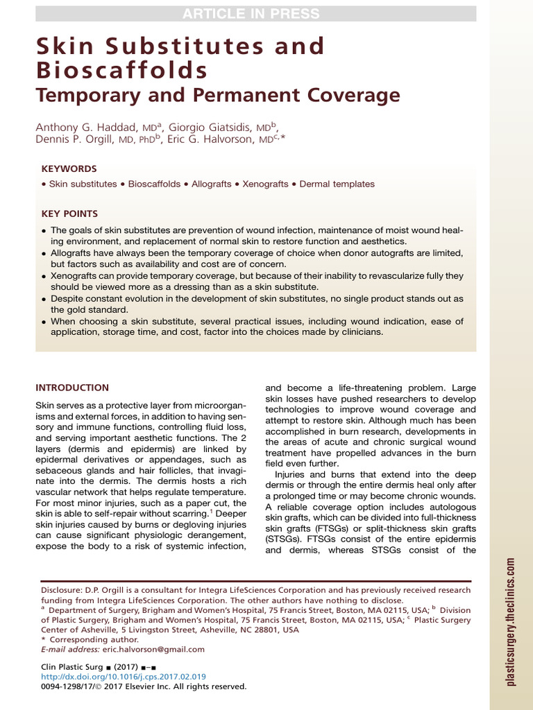 Skin Substitutes and Bioscaffolds Temporary and Permanent Coverage ...