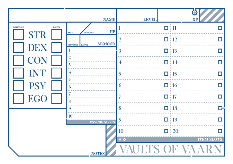 VAULTS OF VAARN Character Sheet - Color - A5 | PDF