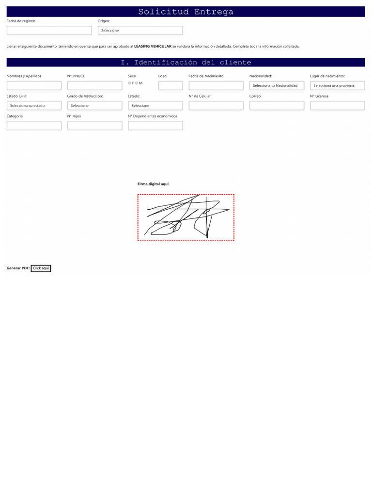 Solicitud Entrega | PDF