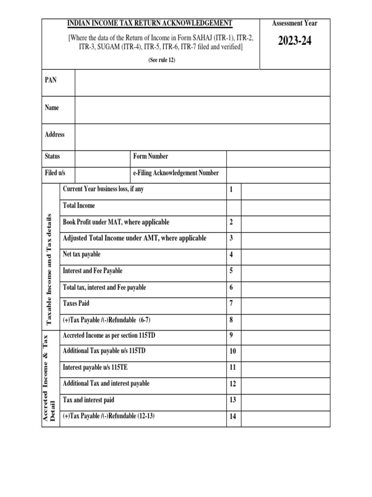ITR Acknowledgement 2023-24 Details | PDF | Money | Income