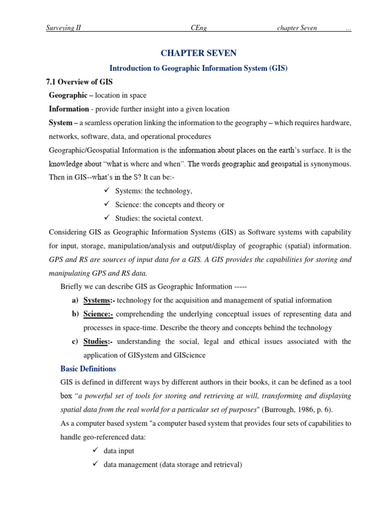 Chapter 7 Introduction To Geographical Information System GIS | PDF | Geographic Information ...
