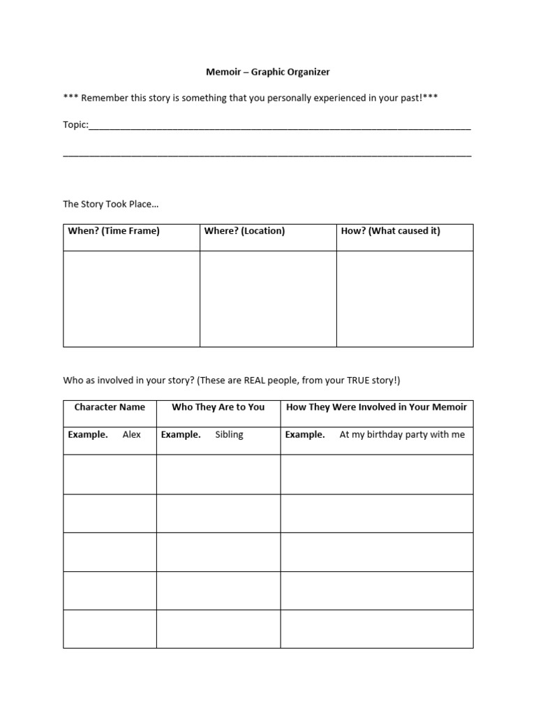 Graphic Organizer Memoir | PDF