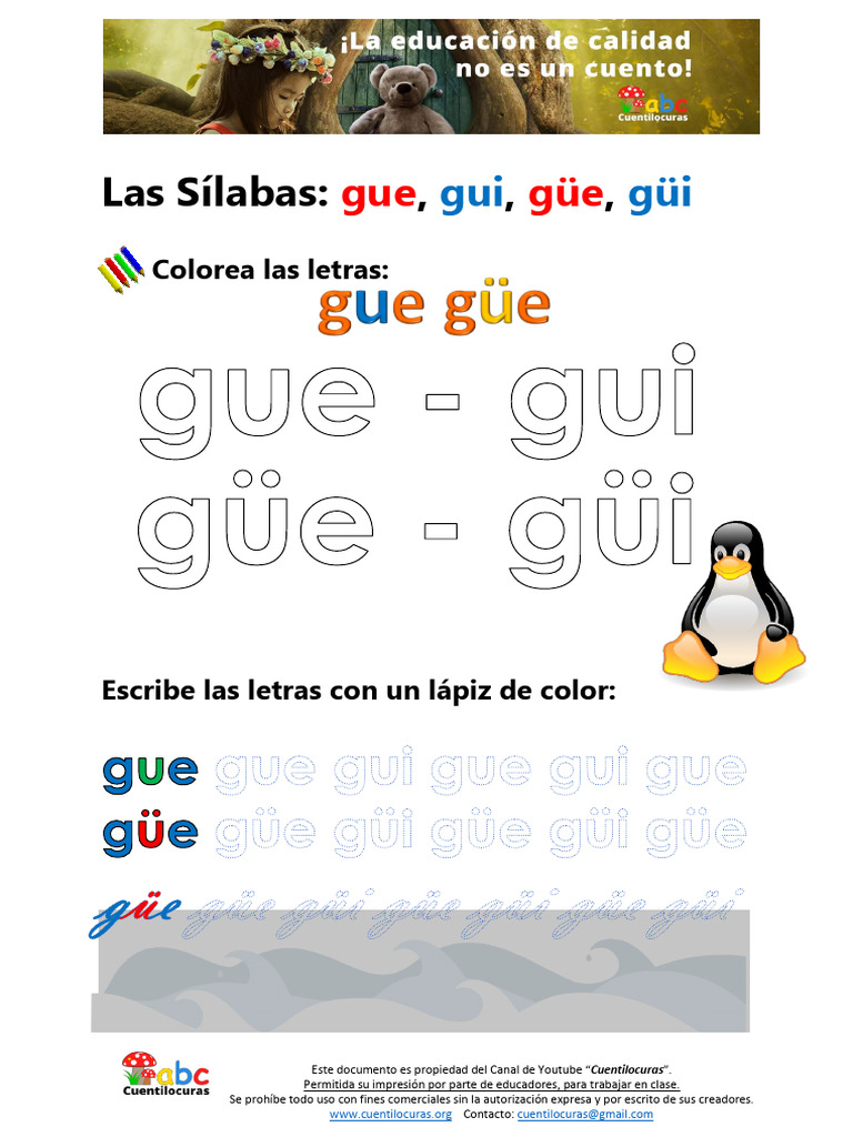 Actividades de sílabas gue y gui | PDF