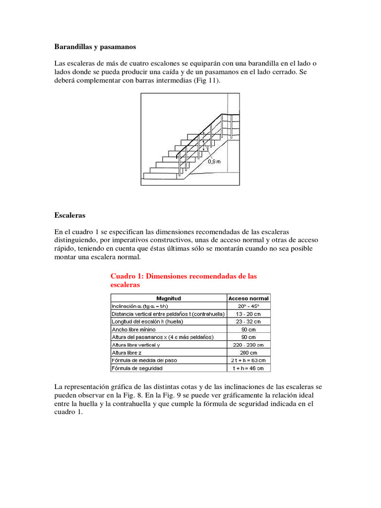 Medidas y Normativa de Barandas y Pasamanos | PDF